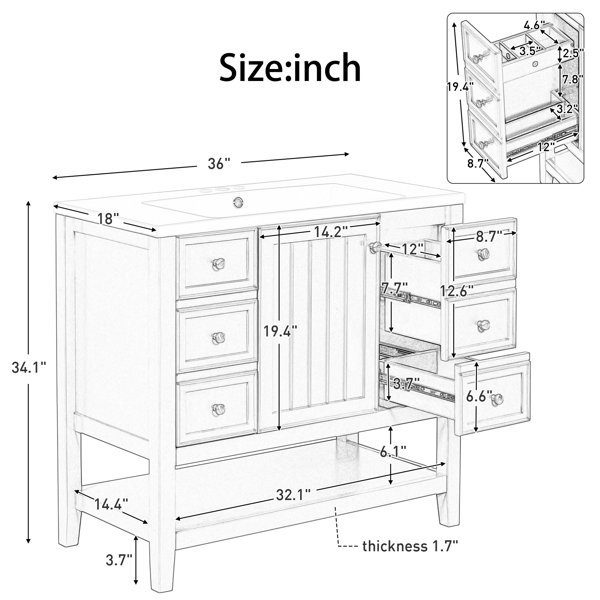 Winston Porter Kemarui 36 Single Bathroom Vanity With Ceramic Top